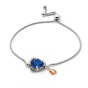 UNALOE Silver / Blue Coleus Adjustable Silver Bracelet With Royal Blue Zirconia – Elegant ’s Slider Jewelry - Silver/blue
