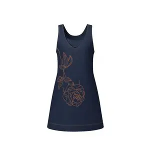 IZABELA MANDOIU Dark Denim Mini Pinafore Dress With Copper Floral Embroidery - Blue