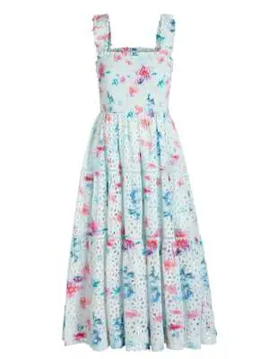 CHANGE OF SCENERY Cielo Print Eyelet Dress - Blue/white