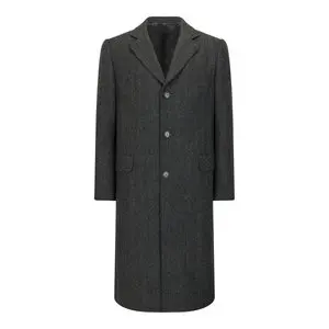 TRIONA Charcoal Herringbone Patrick Overcoat