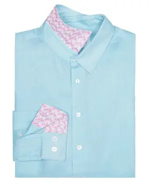 PINK HOUSE Linen Shirt Plain Pale - Blue