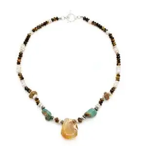 JAREDJAMIN Badlands Tiger's Eye & Agate Pendant Necklace - Brown