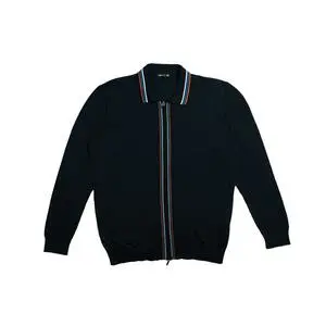 EIGHT X Contour Long Sleeve Two Way Zip Knit Sweater Navy