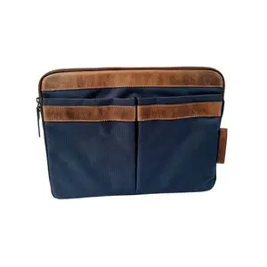 VIDA VIDA Leather Trim Laptop Travel Pouch - Blue