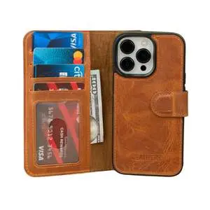 LEATHERE Iphone Series Leather Wallet Case New York - Brown