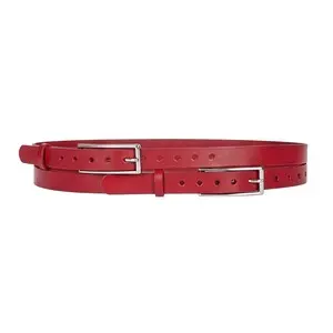 HAUTE CUIR Double Buckle Belt - Red