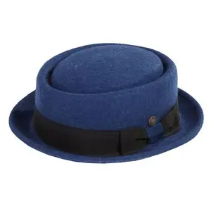 DASMARCA HATS Quintin Azure Felt Oval Crown Porkpie Hat - Blue