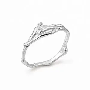MOTHER NATURE JEWELRY Jasmine Branch Ring, Handmade Twig Band Minimalist Jewelry, Sterling - Silver