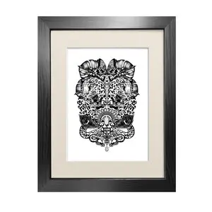 EMILY CARTER Jewel & Jaguar' Fine Art Print A4 - Black