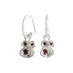 CLAIRE HILL DESIGNS Garnet Lichen Hoop Earrings - Silver