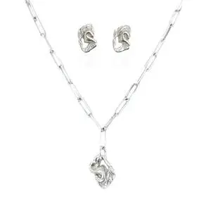 BIO-TRIMMINGS Carrara Necklace & Earrings Set - Silver