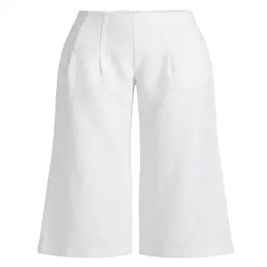 ASHITA FERNANDES Wide-leg Ankle Pants With Natural Banded Waist &amp; Front Pleats - White