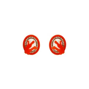 GISSA BICALHO Handmade Earring Oval Pearl And Strass - Orange