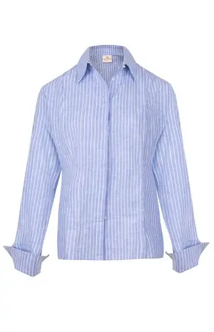 GUNDA HAFNER LTD Striped Cotton Linen Blend Shirt