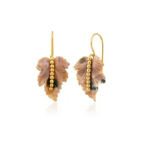 MILOU JEWELRY Agate Leaf Earrings Powder - Pink