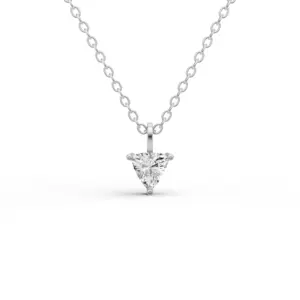 SEREIA OFFICIAL 14k Gold 0.25 Ct Lab Grown Trillion Shape Diamond Solitaire Pendant With Bail White Gold - Silver