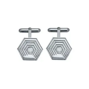 EDGE ONLY Hexagon Cufflinks Large Sterling - Silver