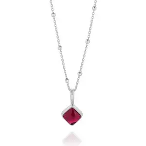 NELLOU JEWELLERY Diamond Garnet Necklace Birthstone January Sterling Silver - Red