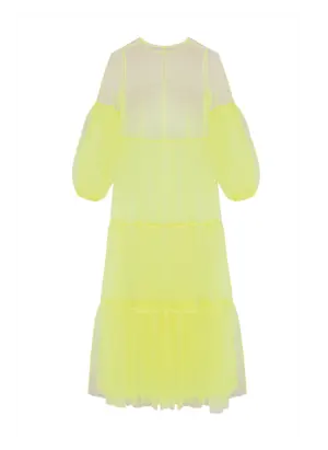 HELENE GALWAS Alena Maxi Tulle Dress Neon - Yellow
