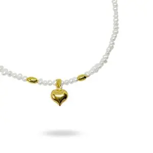 LINYA JEWELLERY Letsy Heart Pearl Necklace - Gold
