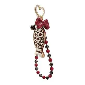 FARRA Handcrafted Fish Ceramic Gemstone And Bowknot Bag Charm - Red