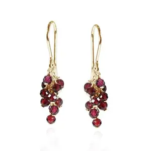 MOUNIR LONDON Garnet Cluster Drop Earrings - Red