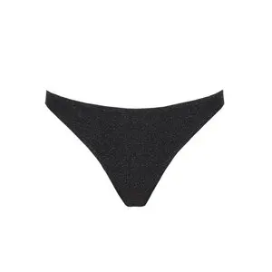 DECOLET THE LABEL Black / Silver Bella Bikini Bottoms In Lurex Black - Black/silver
