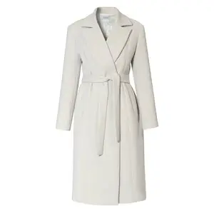 AGGI BY HALEWSKI Neutrals Michelle Cold Ivory Midi Elegant Coat - White