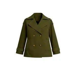 TANTRA SPAIN SL Short Quilted Trench Coat With Double-breasted Buttons And Flared Back - Green