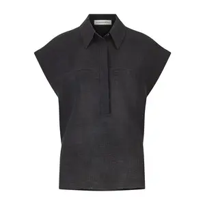 THE SUMMER EDIT Blair Luxe Linen Shirt - Black