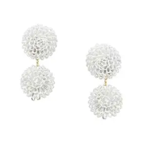 Pat’s Jewelry Double Pompom - White
