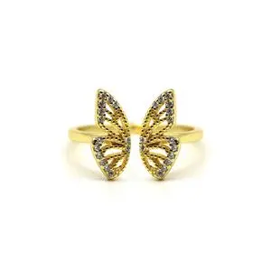 VICSTONENYC FINE JEWELRY Happy Butterfly Natural Diamond Yellow Solid Ring - Gold