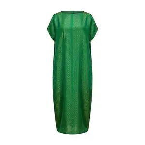 SILK AND BEARS Seraphine Geometric Jacquard Silk Maxi Kaftan Dress