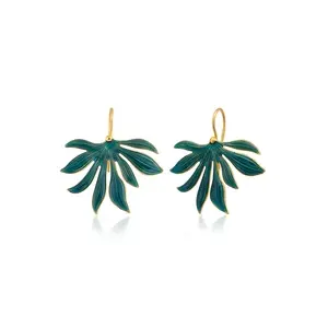 MILOU JEWELRY Ash Tree Leaf Earrings Turquoise - Blue