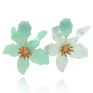 MICHAEL NASH JEWELRY Aurelia Celadon Floral Resin Drop Earrings - Green