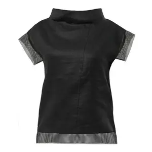 METAMORPHOZA Turtleneck Linen Top - Black