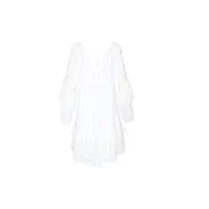 ALINA CERNATESCU Valencia Viscose Mini Dress With Ruffles And Crocheted Details - White