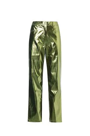 AMY LYNN Lupe Khaki Metallic Trousers - Green