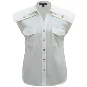 SMART AND JOY Sleeveless Shirt With Shoulder Flaps - White