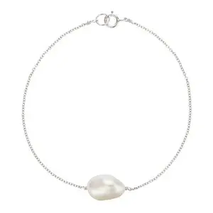 LILY & ROO Sterling Large Single Pearl Bracelet - Silver