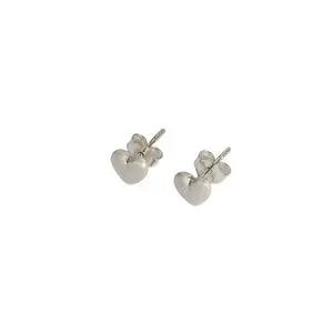 CLAIRE HILL DESIGNS Brushed Heart Stud Earrings - Silver