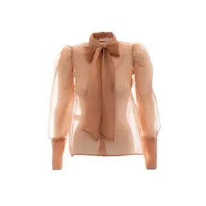 SOFIA TSERETELI Neutrals Organza Nude Blouse - Brown