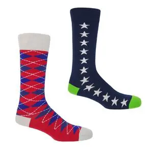 PEPER HAROW - MADE IN ENGLAND Starfall Royal Blue & Argyle Crimson Socks Bundle - Blue/red