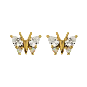 LA KAISER Opal & Diamond Butterfly Belle Studs - Yellow