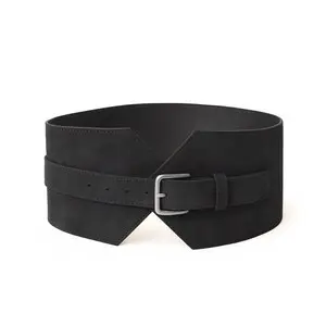 JUAN-JO Suede Wide Belt - Black