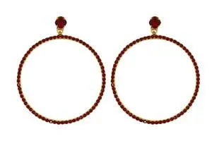 VICKISARGE The Jumbo Hoop Earrings In Gold Clip - Red