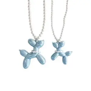 POPORCELAIN Baby Porcelain Balloon Doggie Pearl Necklace - Blue