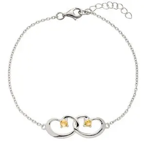 BELINDA JEWELZ Silver / Orange Citrine Interlocked Hearts Bracelet - Silver/orange