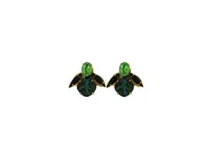 VICKISARGE The Spooky Bee Earrings In Gold - Clip Green