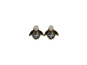 VICKISARGE The Spooky Bee Earrings In Gold Clip - White